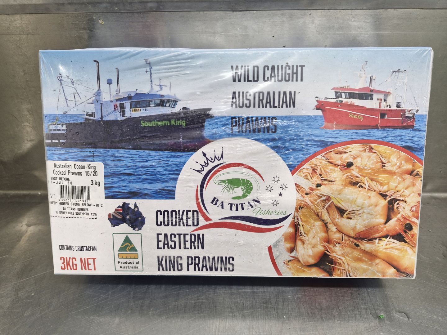 Prawns 3kg Cooked QLD King Prawn Box (Frozen)